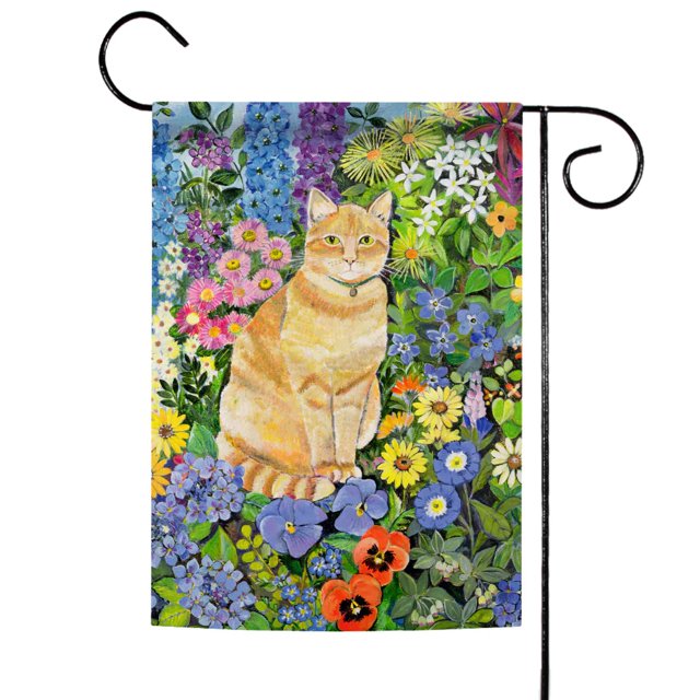 Toland Home Garden Flower Cat Flower Cat Flag Double Sided 12x18 Inch ...