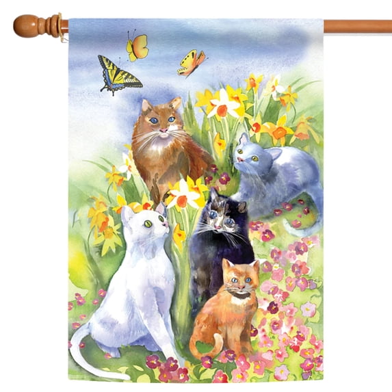 Toland Home Garden Flower Cats Kitten Cat Flag Double Sided 28x40 Inch ...