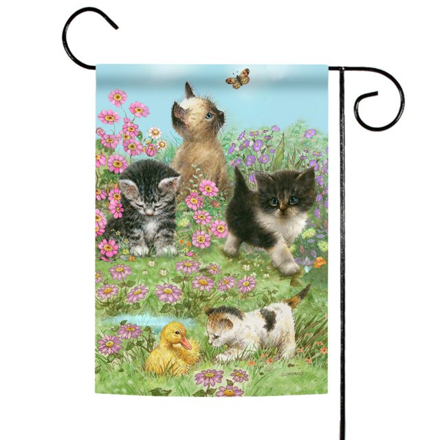 Toland Home Garden Flowers and Kittens Flower Cat Flag Double Sided ...