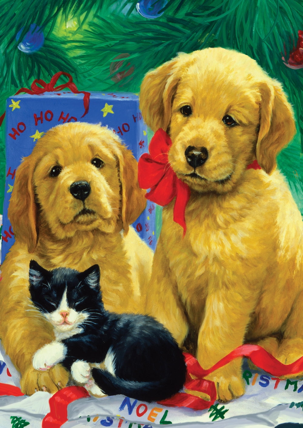 Toland Home Garden Golden Puppies Dog Christmas Flag Double Sided 28x40 ...