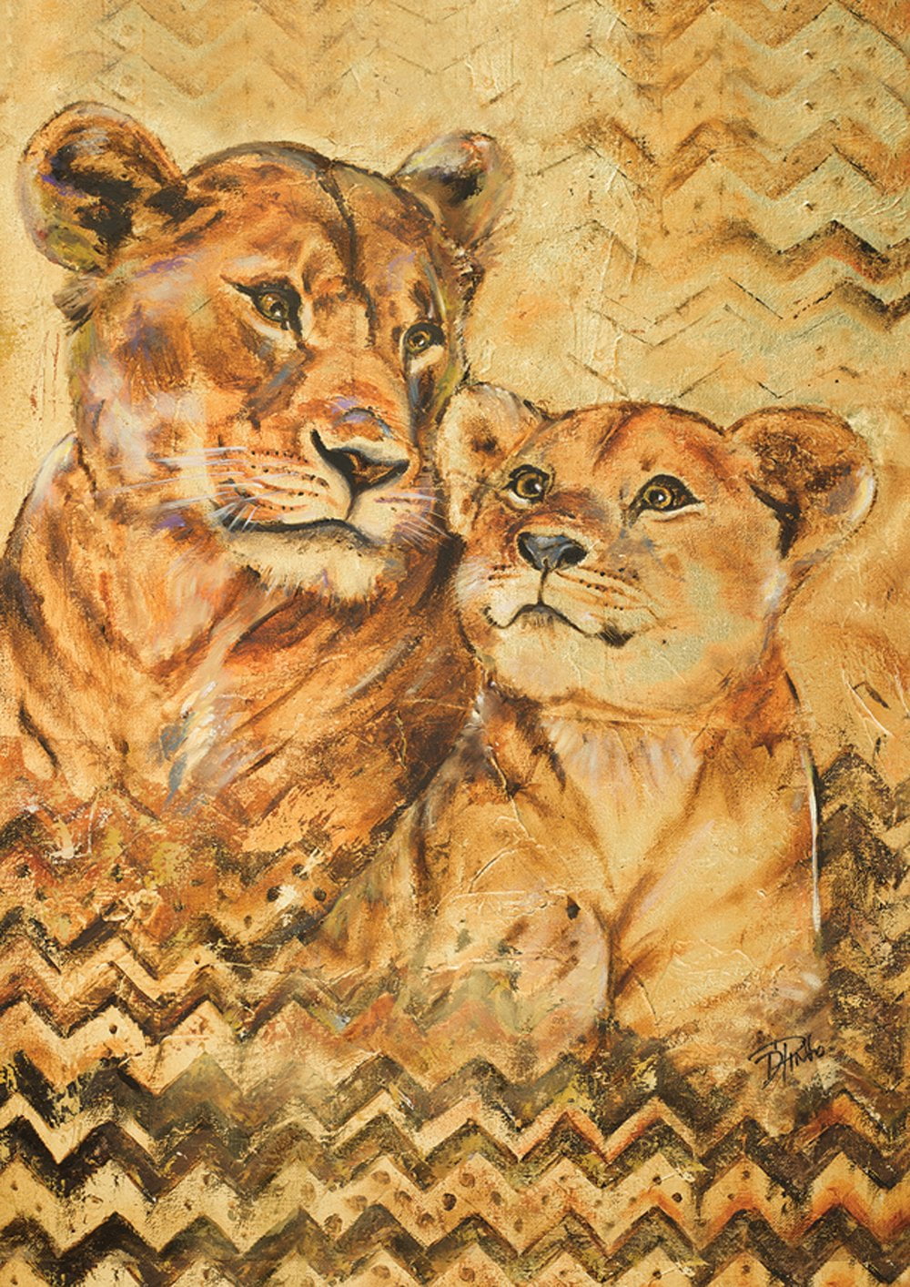 Toland Home Garden Hand Painted Lioness And Cub Lion Flag Double Sided ...