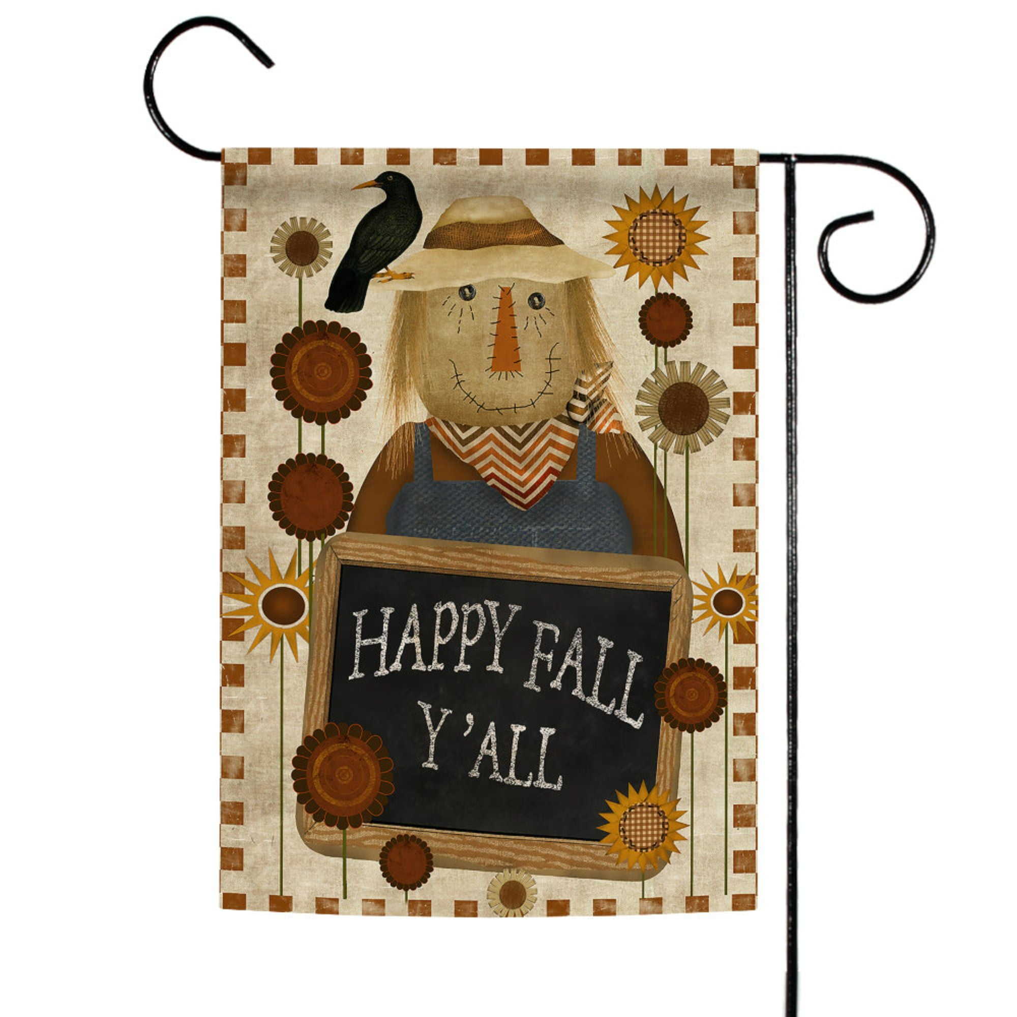 Toland Home Garden Happy Fall Y'all Scarecrow Fall Flag Double Sided ...
