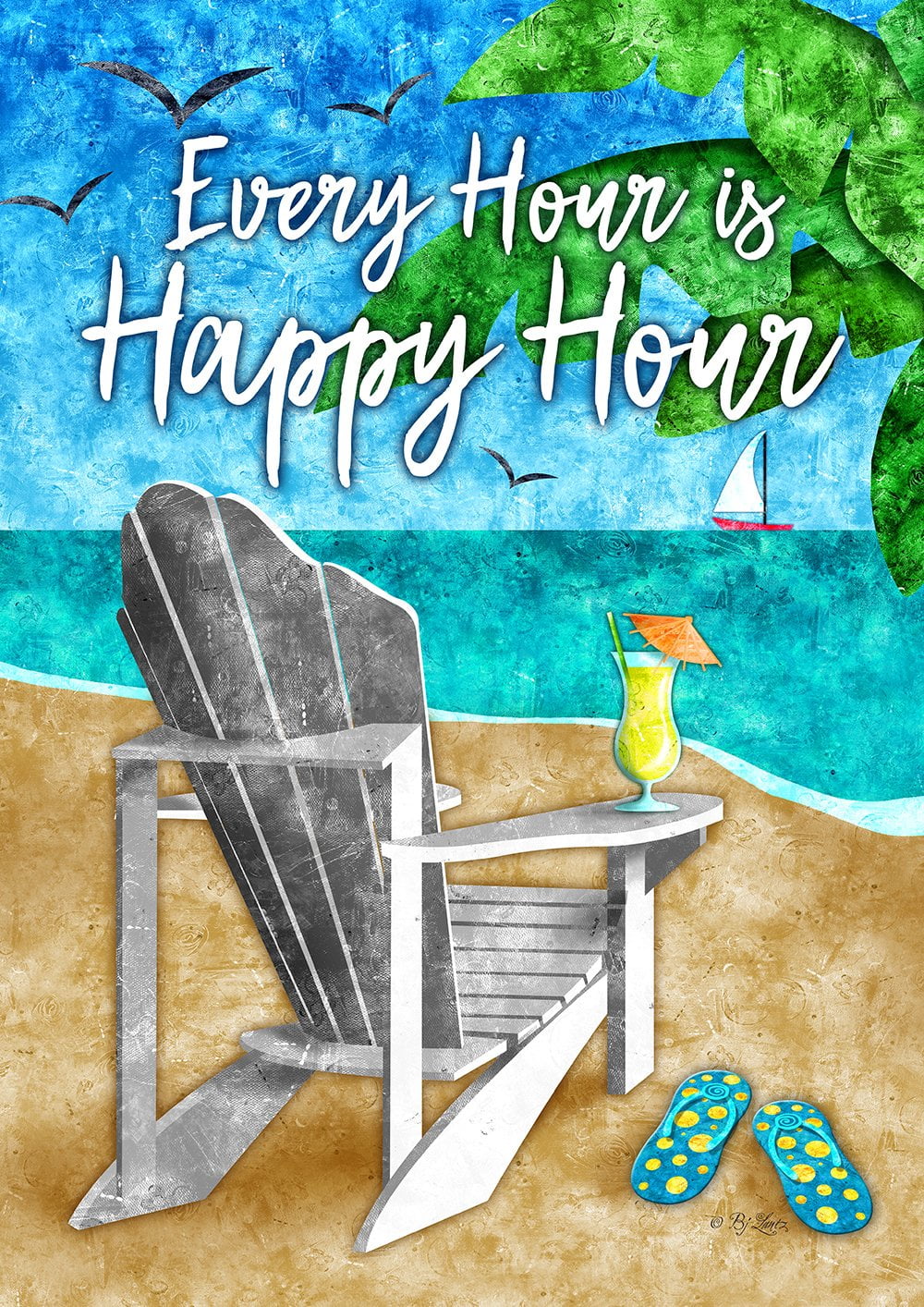 Toland Home Garden Happy Hour Beach Beach summer Flag Double Sided ...