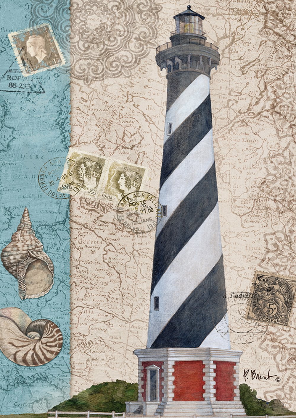 Toland Home Garden Harbor Point Lighthouse Shells Lighthouse Flag ...