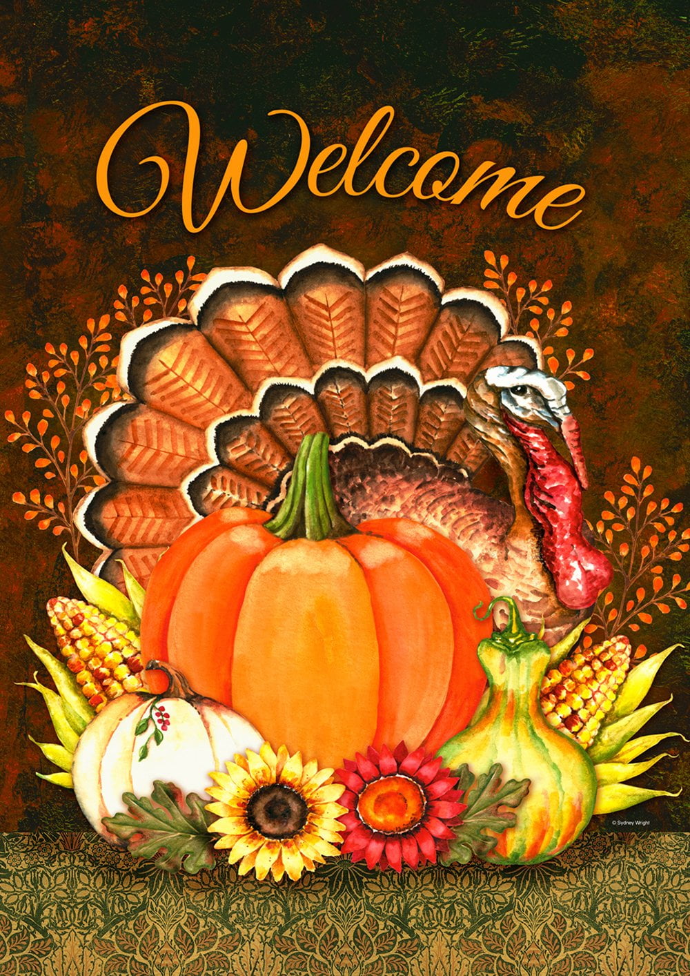 Toland Home Garden Harvest Turkey Fall Thanksgiving Flag Double Sided ...