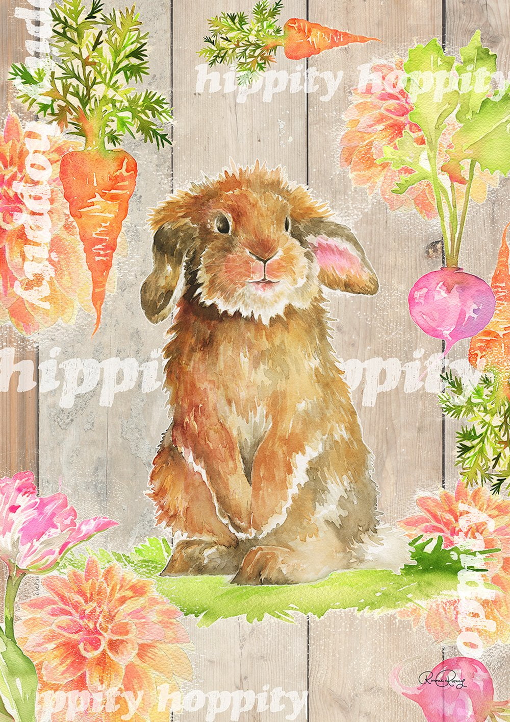 Toland Home Garden Hippity Hoppity Floppity Bunny Easter Flag Double ...
