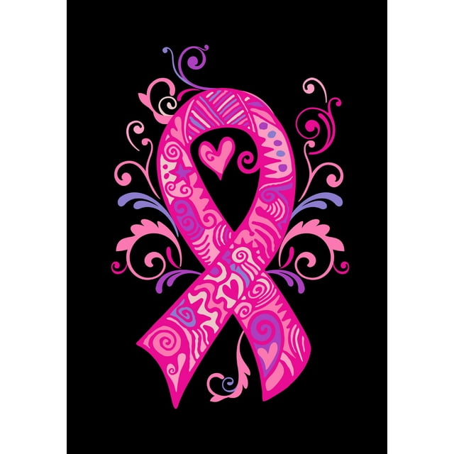Toland Home Garden Hope Love Cure Ribbon Breast Cancer Flag Double ...