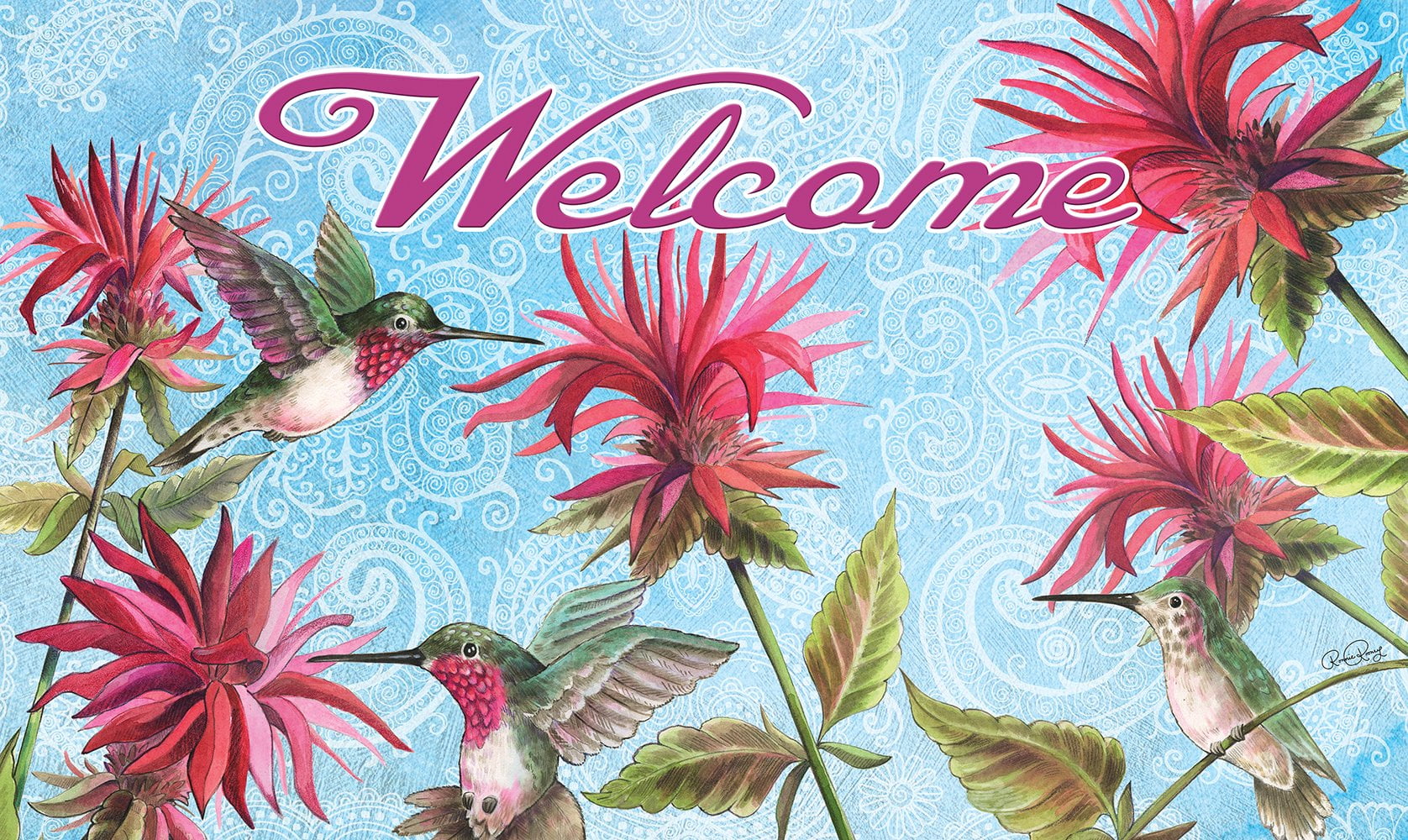 Toland Home Garden Hummingbirds in Garden Welcome Spring Door Mat 18x30 ...