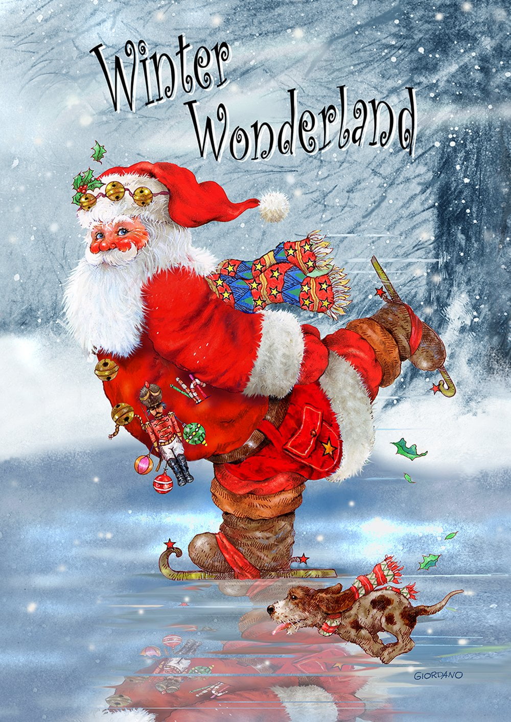 Toland Home Garden Ice Skating Santa Winter Wonderland Christmas Flag ...