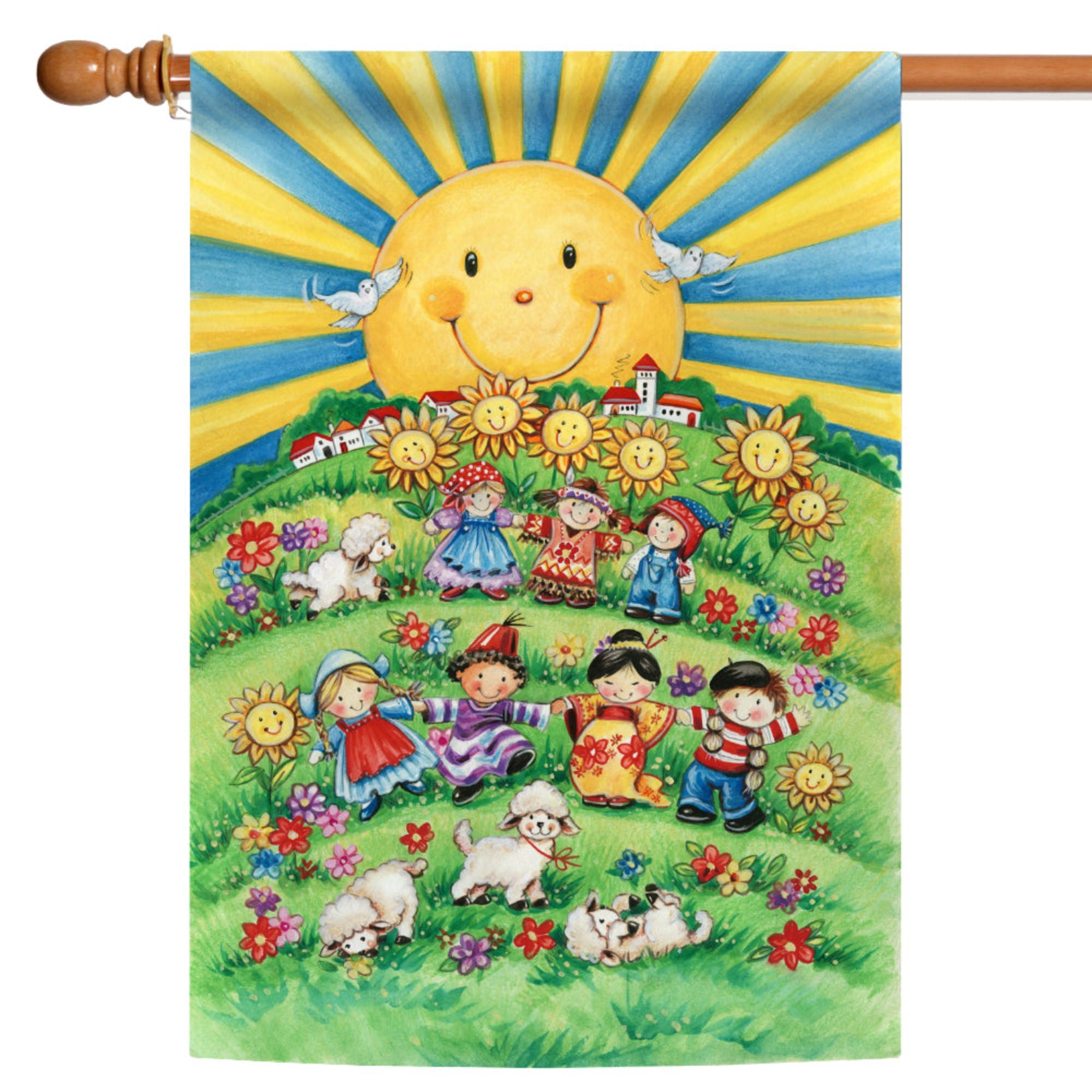 Toland Home Garden It's a Small World Sunshine Spring Flag Double Sided ...