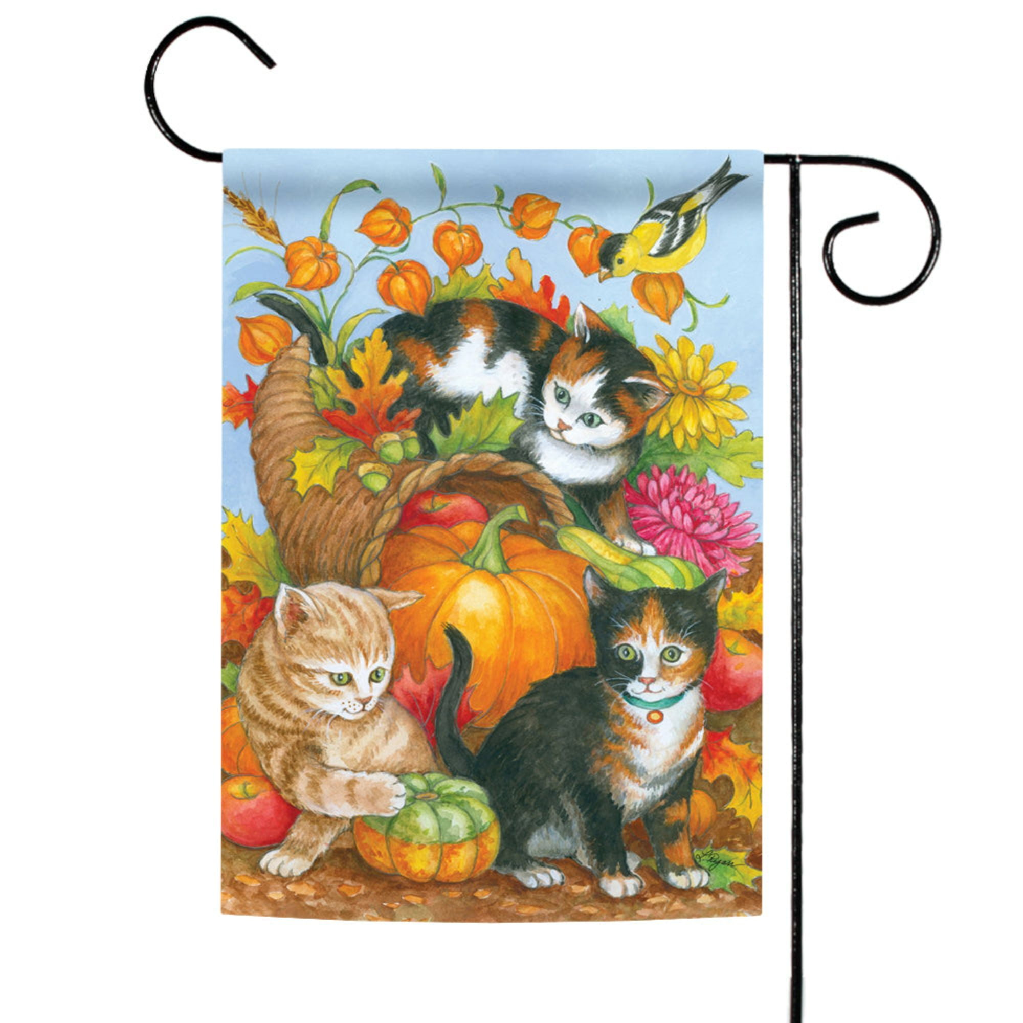 Toland Home Garden Kitten Cornucopia Fall Flag Double Sided 12x18 Inch ...