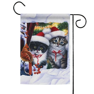 Toland Home Garden Cat Caroling Christmas Winter Flag Double Sided ...