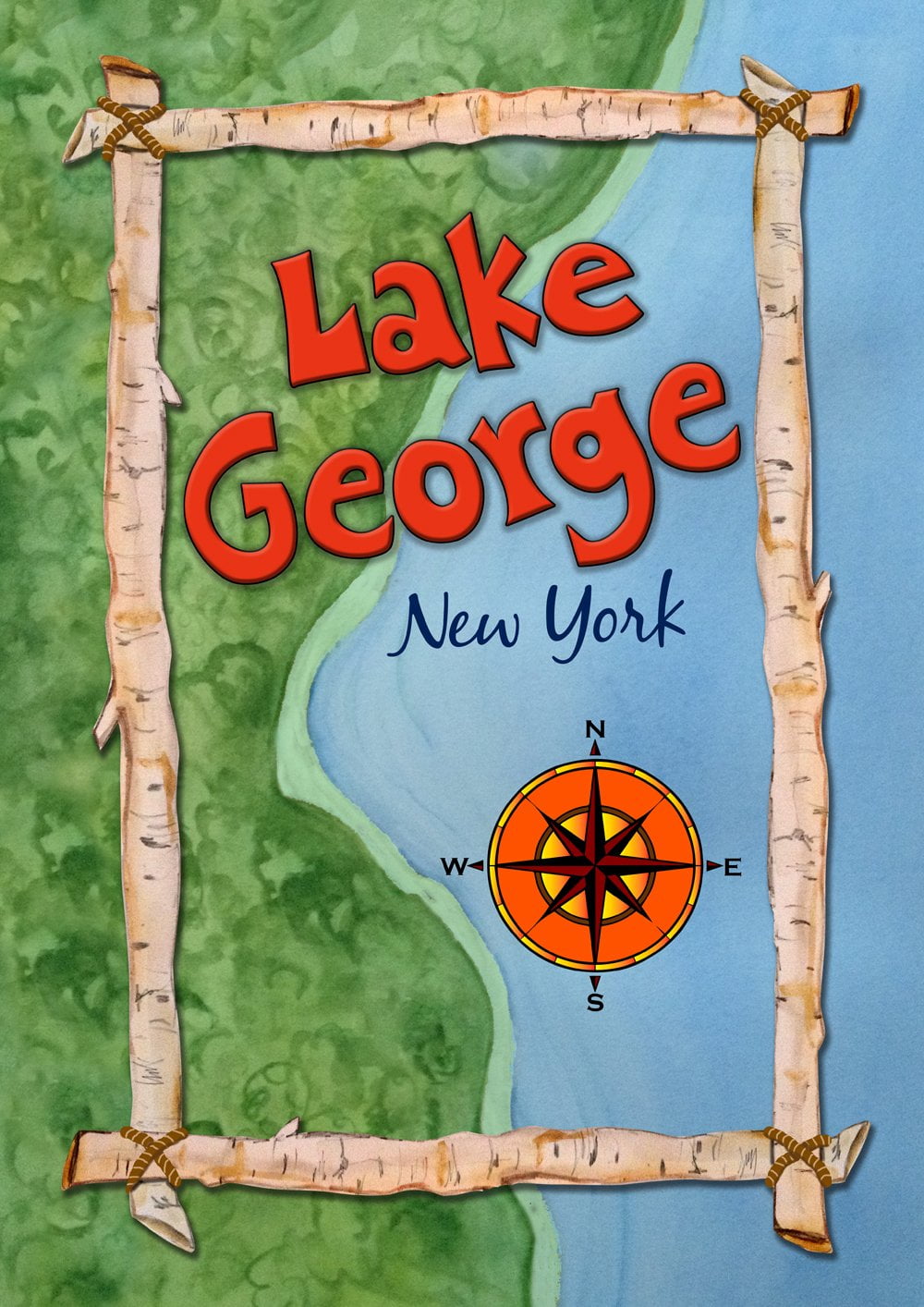 Toland Home Garden Lake George Map New York Flag Double Sided 28x40 ...