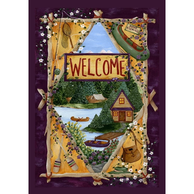 Toland Home Garden Lakeside Welcome Fish Welcome Flag Double Sided ...