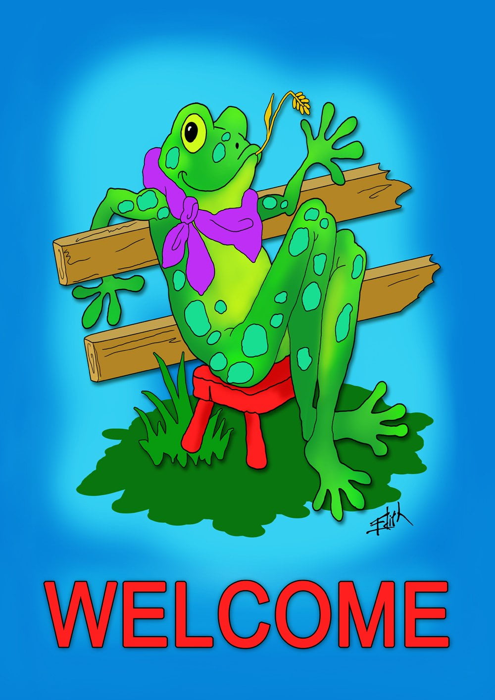 Toland Home Garden Lazy Frog Welcome Frog Flag Double Sided 12x18 Inch ...