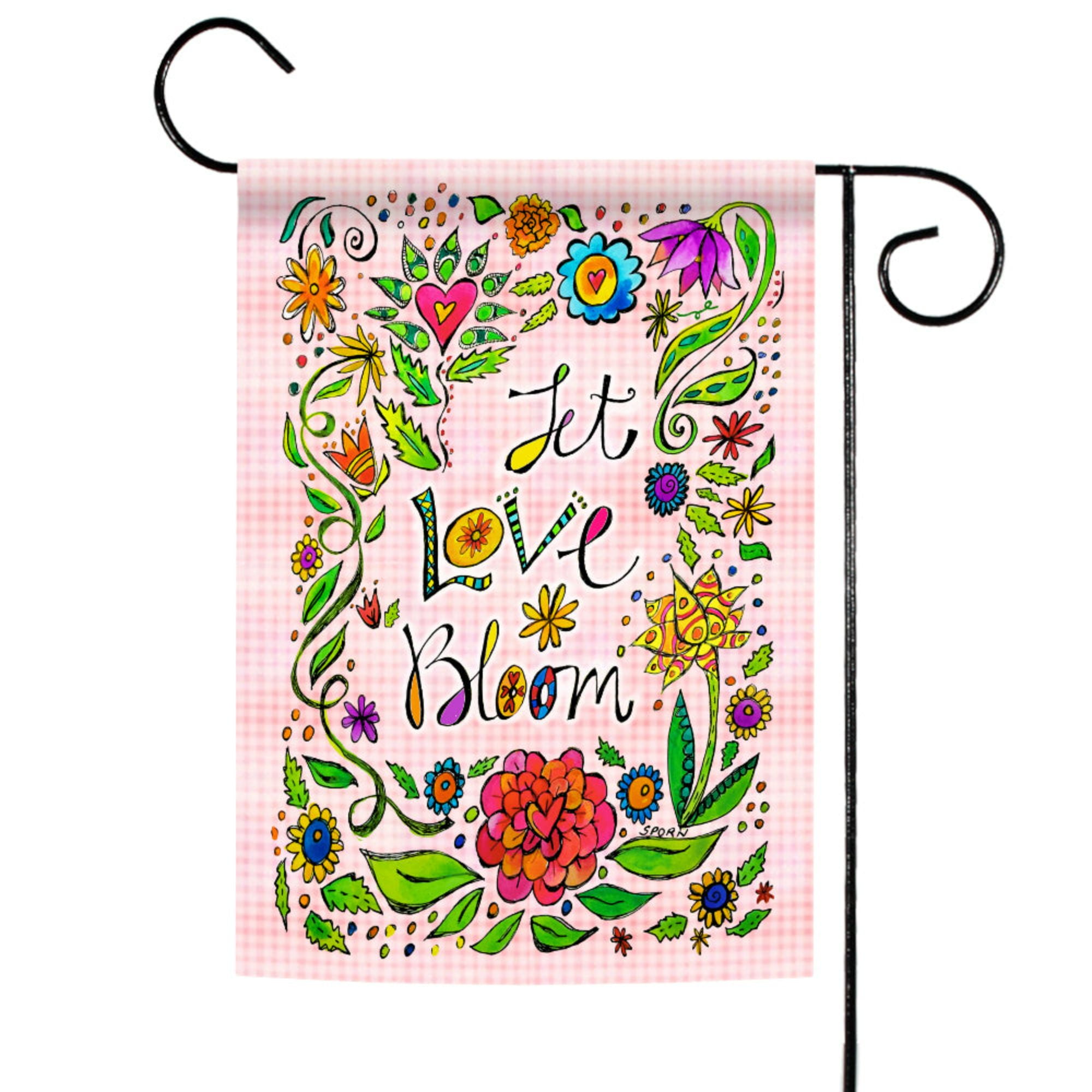 Toland Home Garden Pink and Green Let Love Bloom Outdoor Garden Flag 18 ...