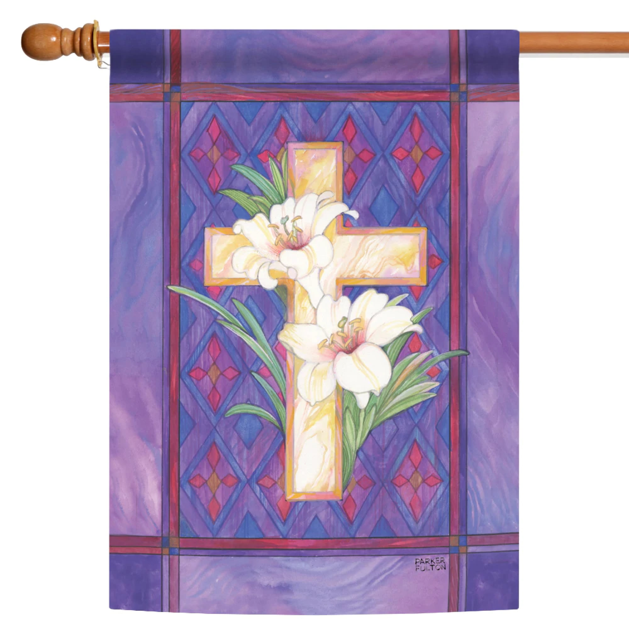 Toland Home Garden Lily & Cross religious Easter Flag Double Sided ...
