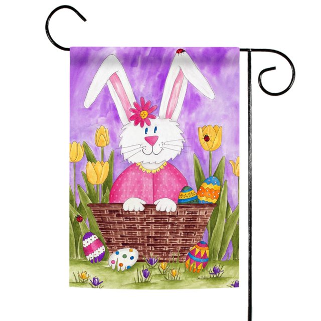 Toland Home Garden Long Eared Bunny Eggs Easter Flag Double Sided 12x18 ...