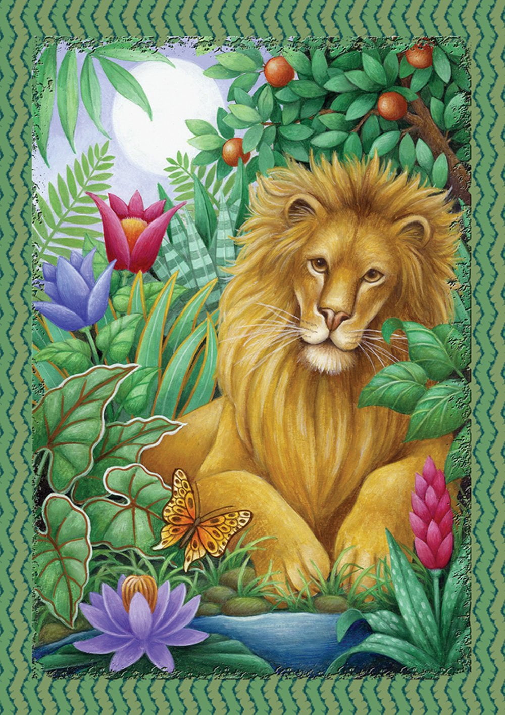 Toland Home Garden Lounging Lion Flower Lion Flag Double Sided 12x18 ...