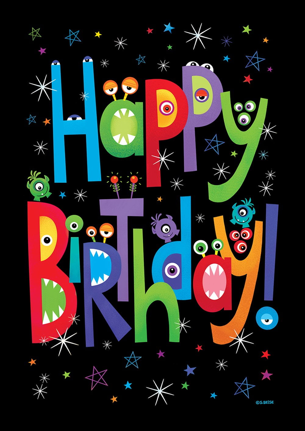 Toland Home Garden Monster Birthday Party Birthday Flag Double Sided ...