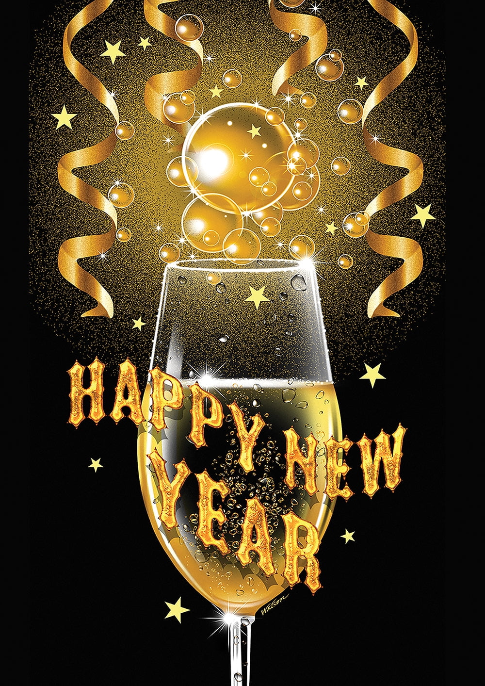Toland Home Garden New Year Champagne Party New Year Flag Double Sided ...