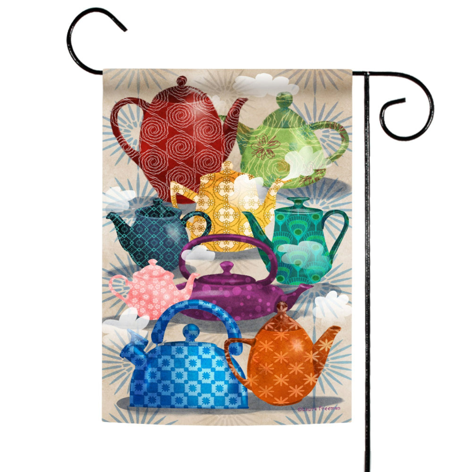 Toland Home Garden Ornate Teapots Tea Teapot Flag Double Sided 12x18 ...