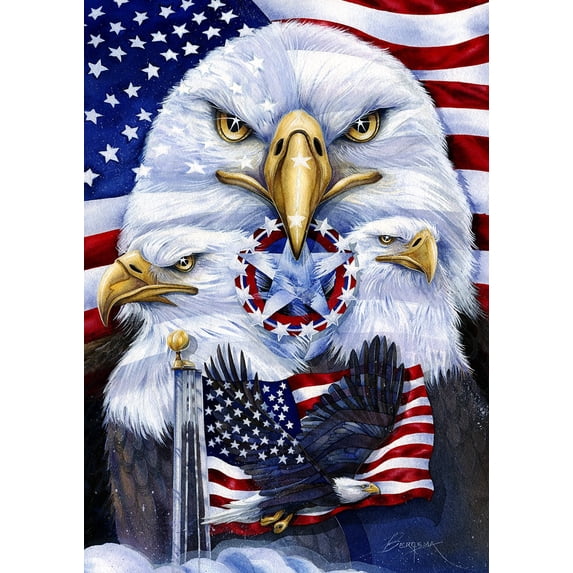 Toland Home Garden Patriotic Eagles Service Patriotic Flag Double Sided ...
