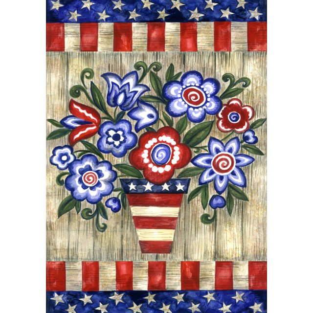 Toland Home Garden Patriotic Flowers Flower Patriotic Flag Double Sided ...
