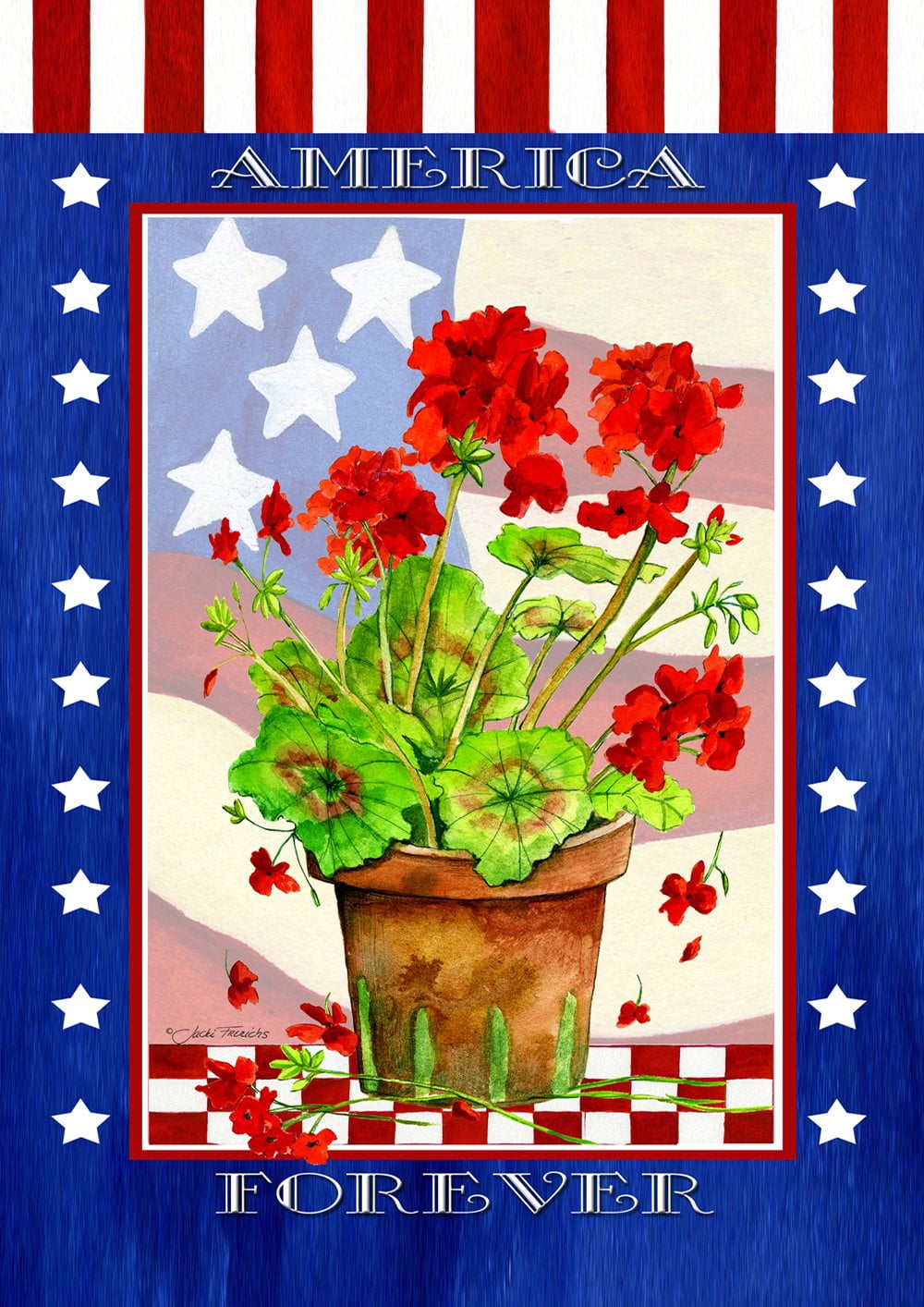 Toland Home Garden Patriotic Geranium Pot House Flag - Walmart.com