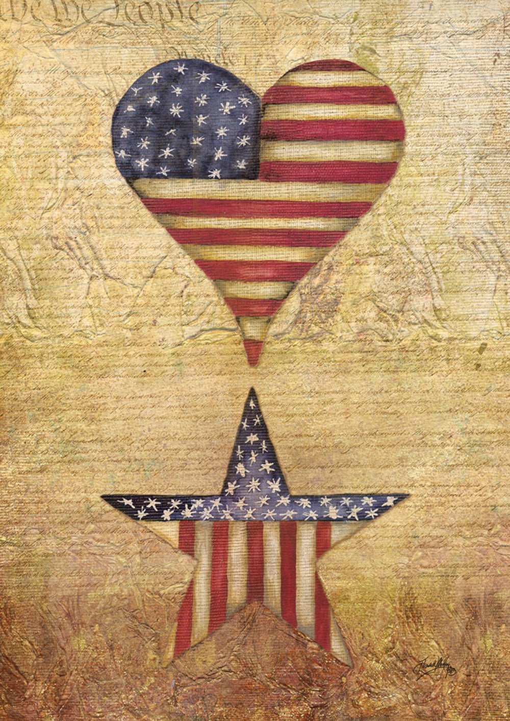 Toland Home Garden Patriotic Heart And Star Stars Stripes Patriotic ...