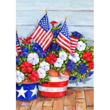 Toland Home Garden Patriotic Flowers Flower Patriotic Flag Double Sided ...