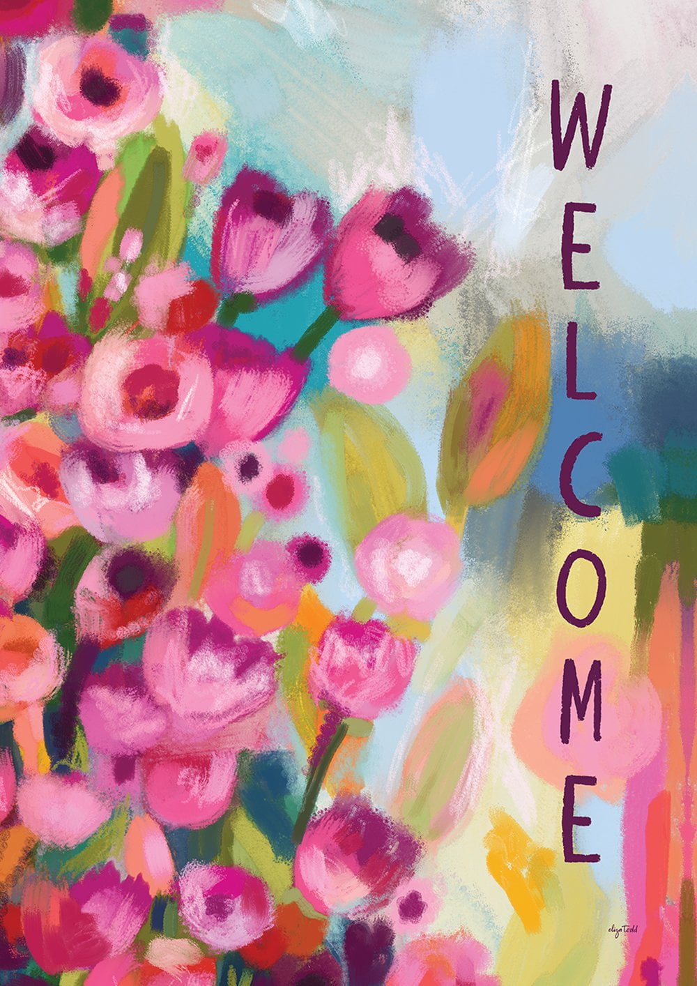 Toland Home Garden Pink Flower Welcome Spring Flag Double Sided 12x18 ...