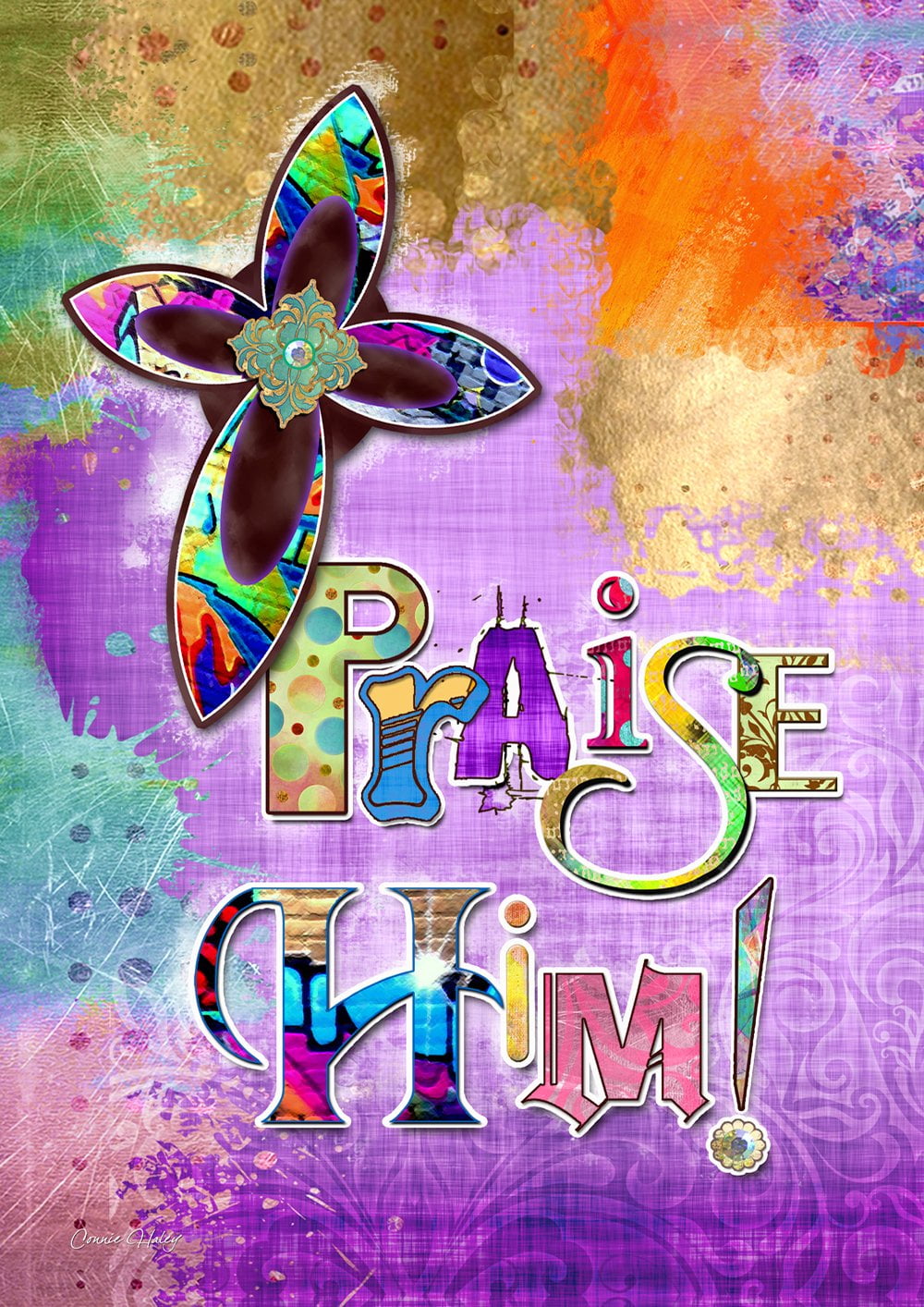 Toland Home Garden Praise Him Cross Christian Flag Double Sided 28x40 ...