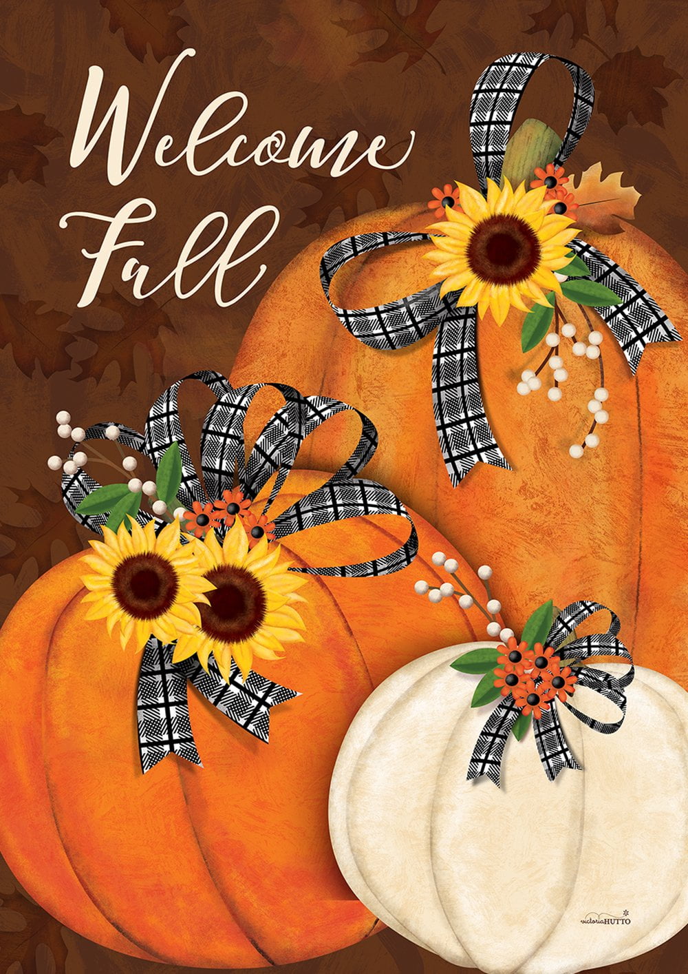 Toland Home Garden Pumpkin Greetings Fall Flag Double Sided 12x18 Inch ...