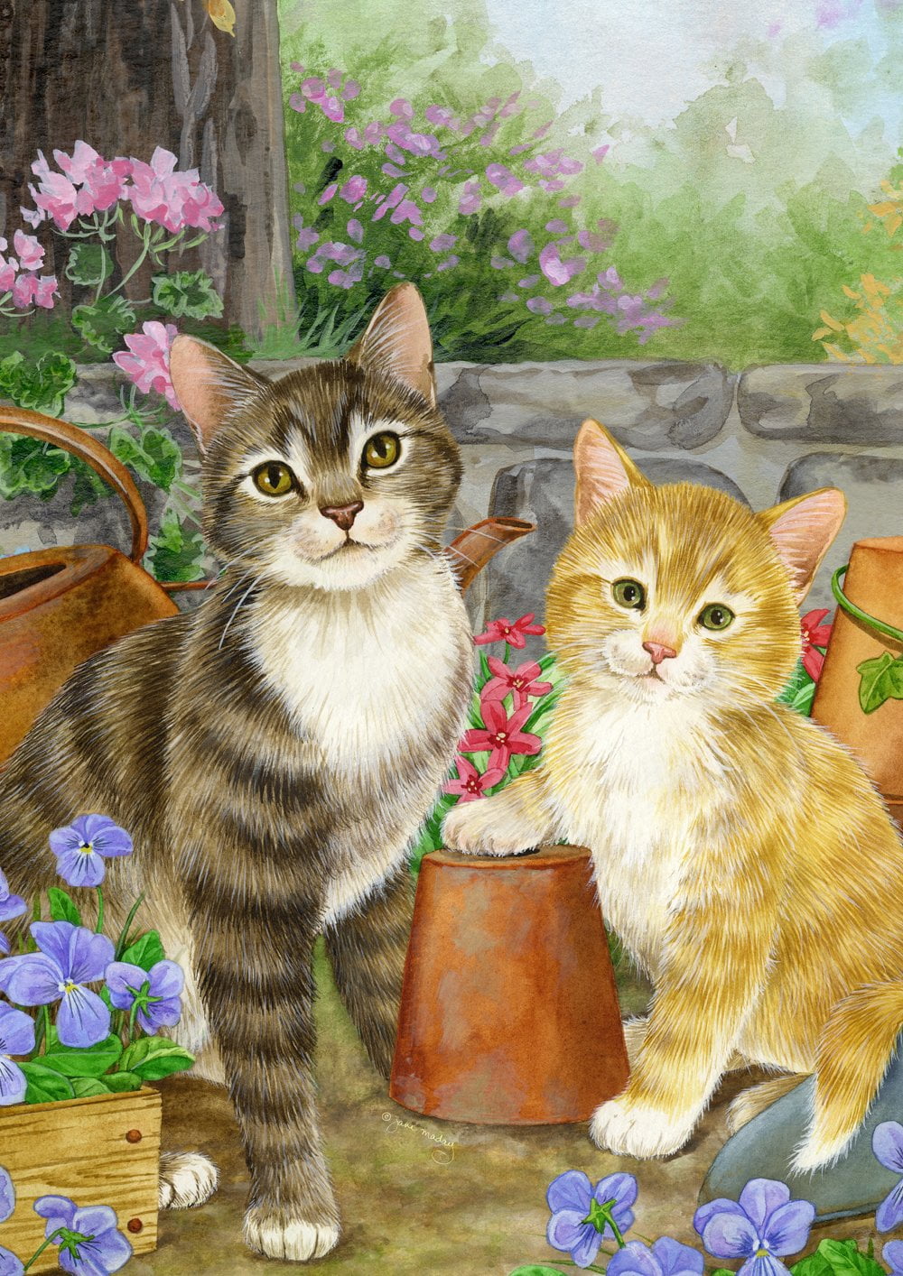 Toland Home Garden Purrfect Garden Flower Cat Flag Double Sided 12x18 ...