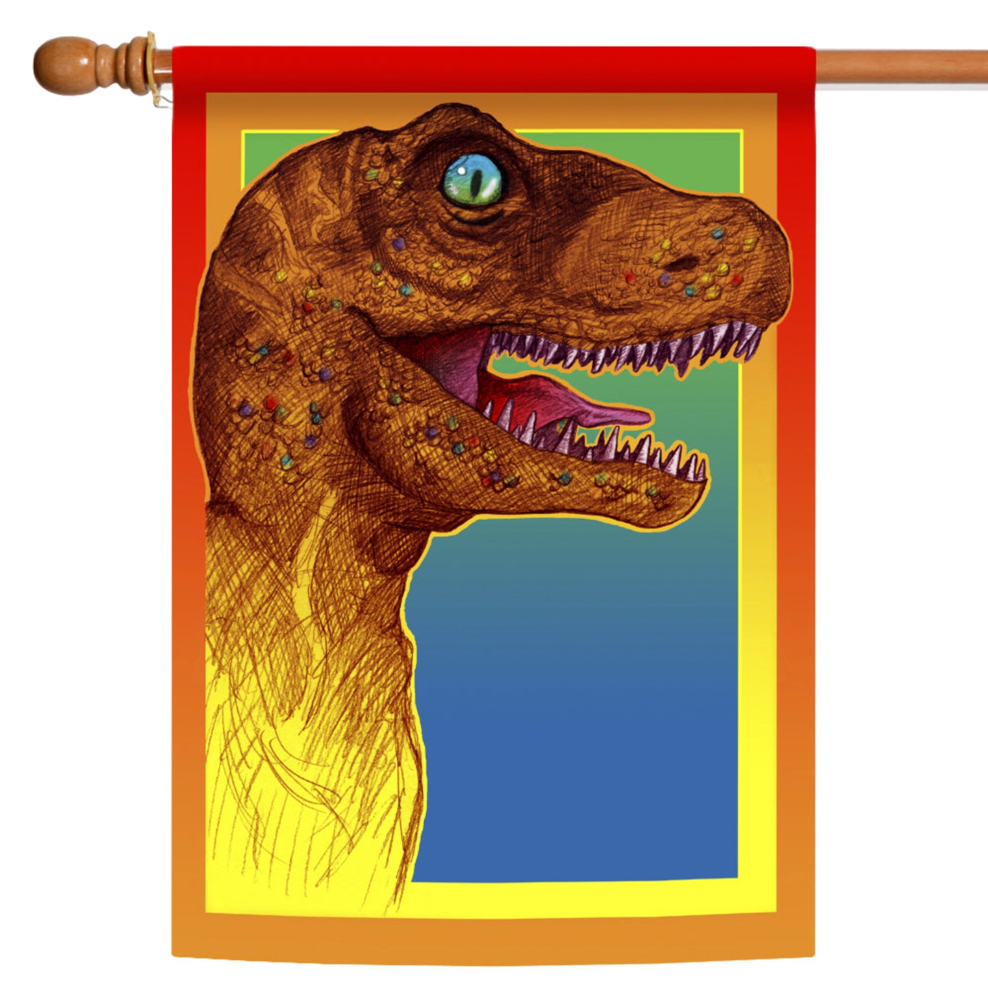 Toland Home Garden Rockin' Dinosaur Dinosaurs Dinosaur Flag Double ...