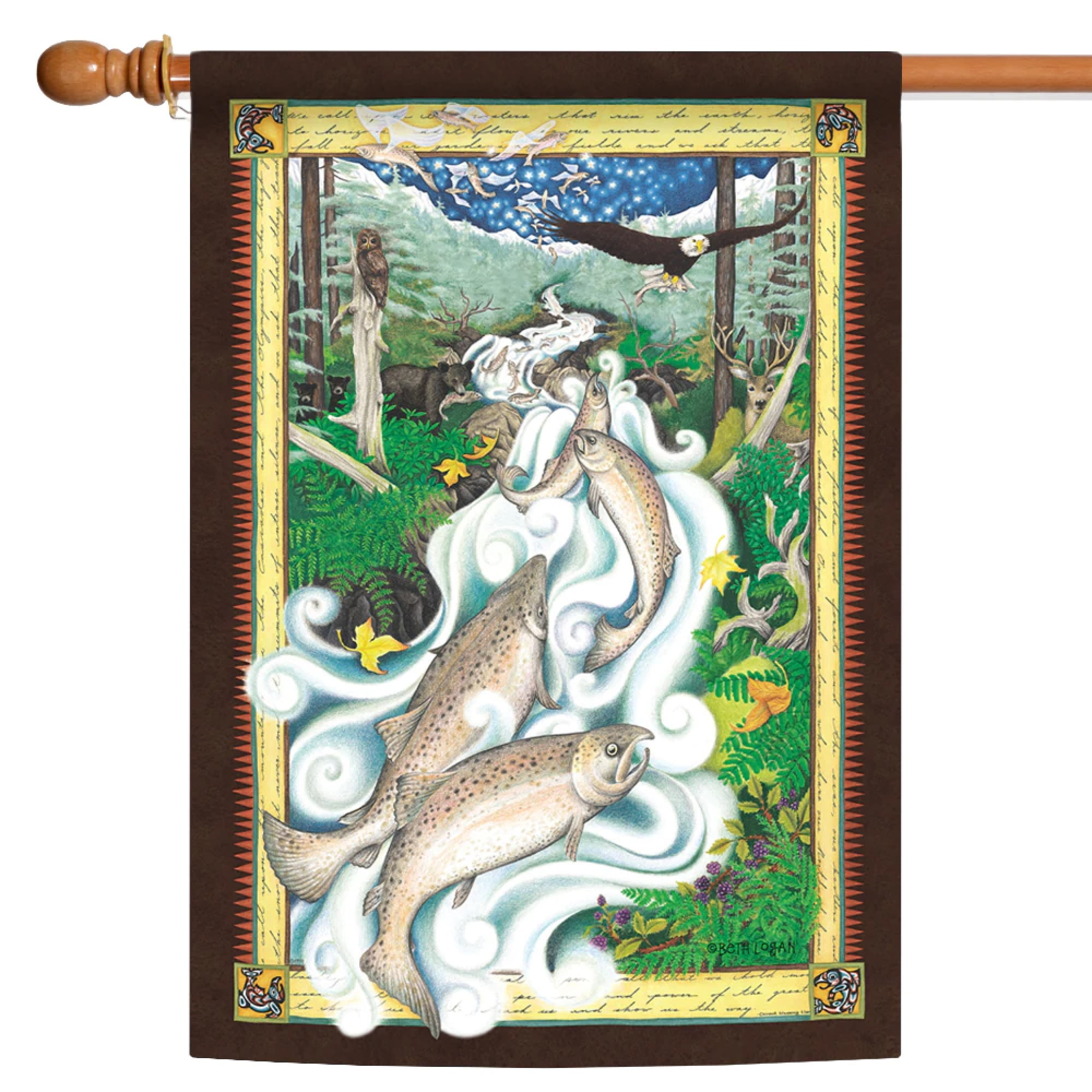 Toland Home Garden Salmon Journey River Salmon Flag Double Sided 28x40 ...