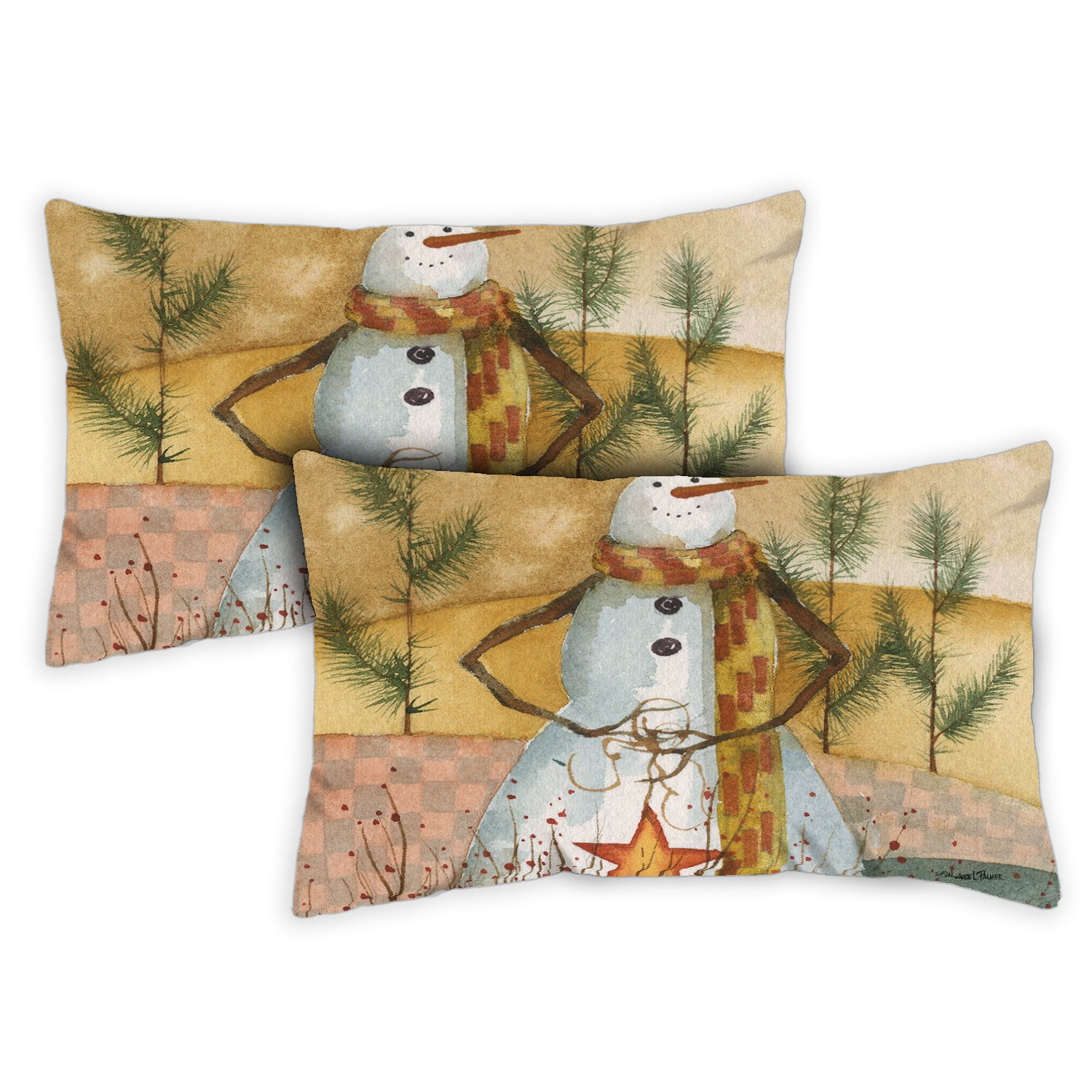 Toland Home Garden Set of 2 Americana Snowman Winter Pillow Covers ...