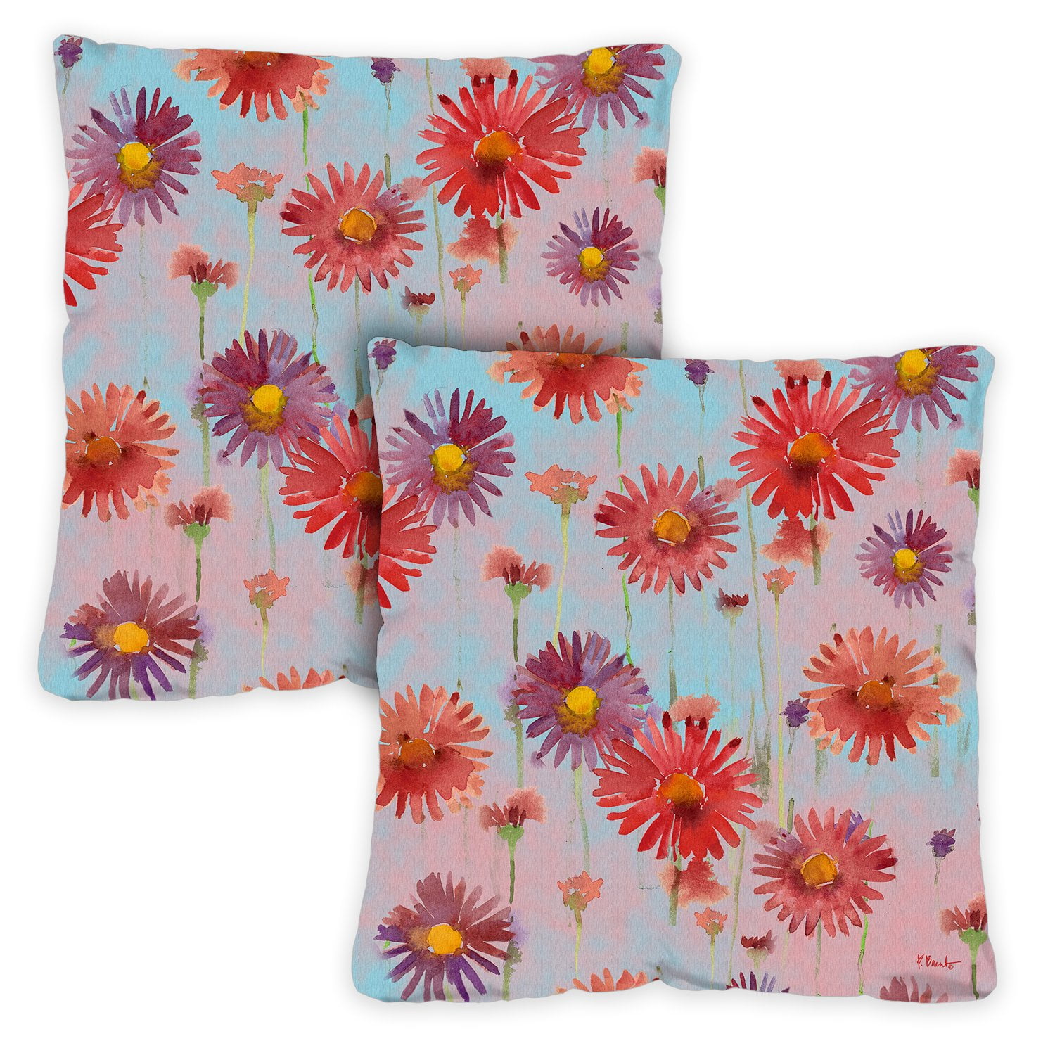 Toland Home Garden Set of 2 Flower Power Spring Pillow Covers 18x18 ...