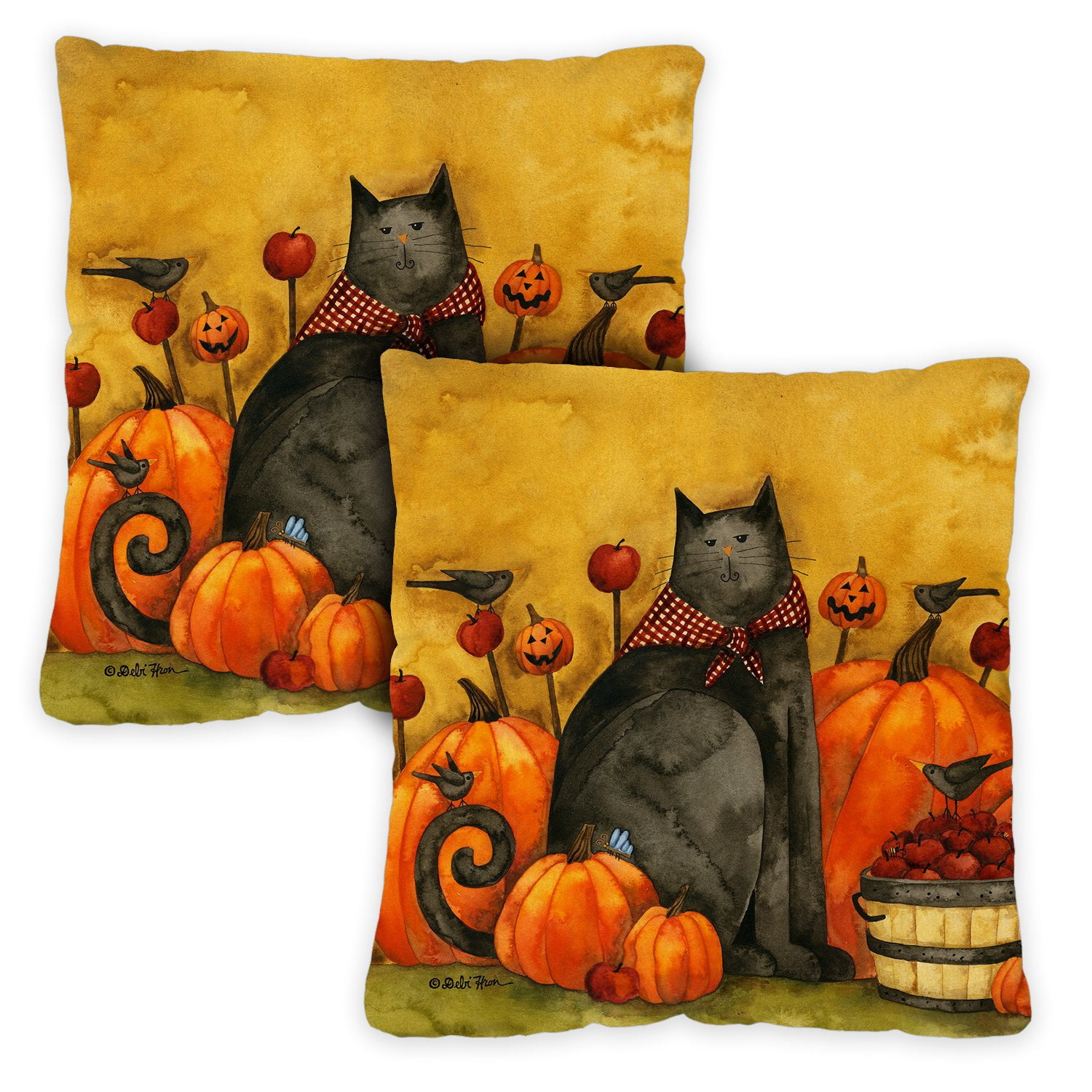 Toland Home Garden Set of 2 Folk Cat Fall Pillow Covers 18x18 Inch Cats ...