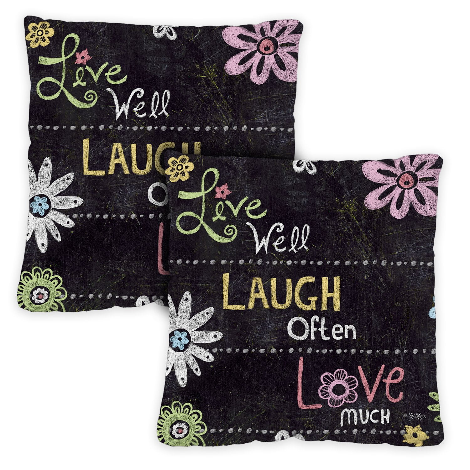 Toland Home Garden Set of 2 Live Laugh Love Chalkboard Positive Pillow ...