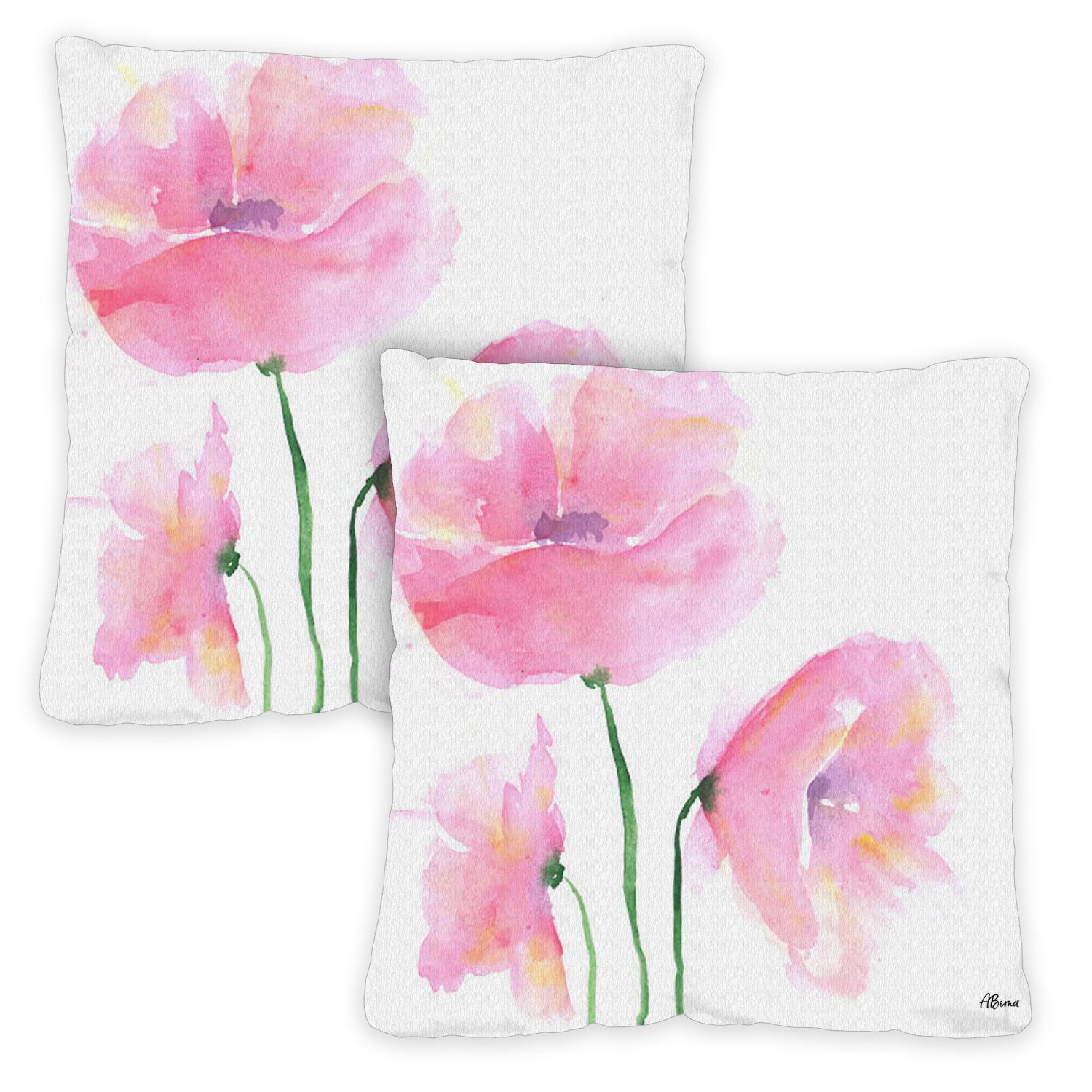 Toland Home Garden Set of 2 Pink Poppies Spring Pillow Covers 18x18 ...