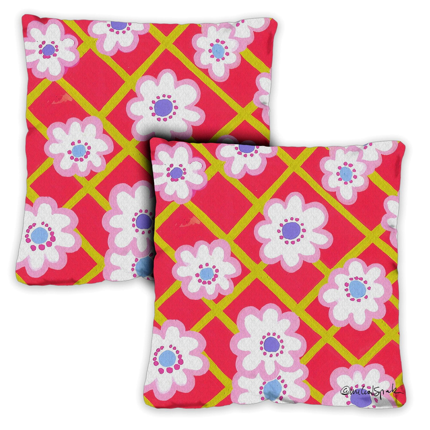 Toland Home Garden Set of 2 Retro Daisies Spring Pillow Covers 18x18 ...