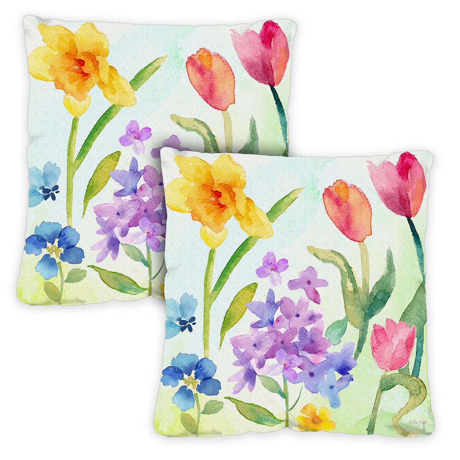 Toland Home Garden Set of 2 Spring Watercolors Spring Pillow Covers ...
