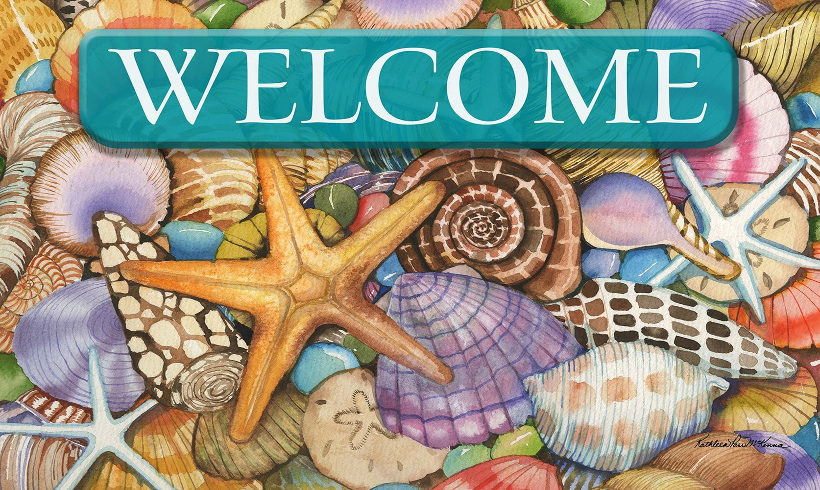 Toland Home Garden Shells of the Sea Welcome Beach Summer Door Mat ...