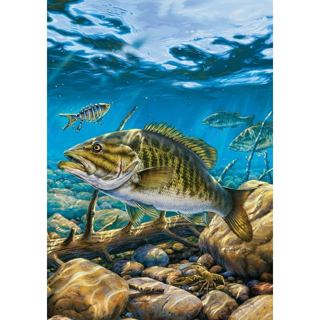 Toland Home Garden Smallmouth Bass Pond Fishing Fish Flag Double Sided ...