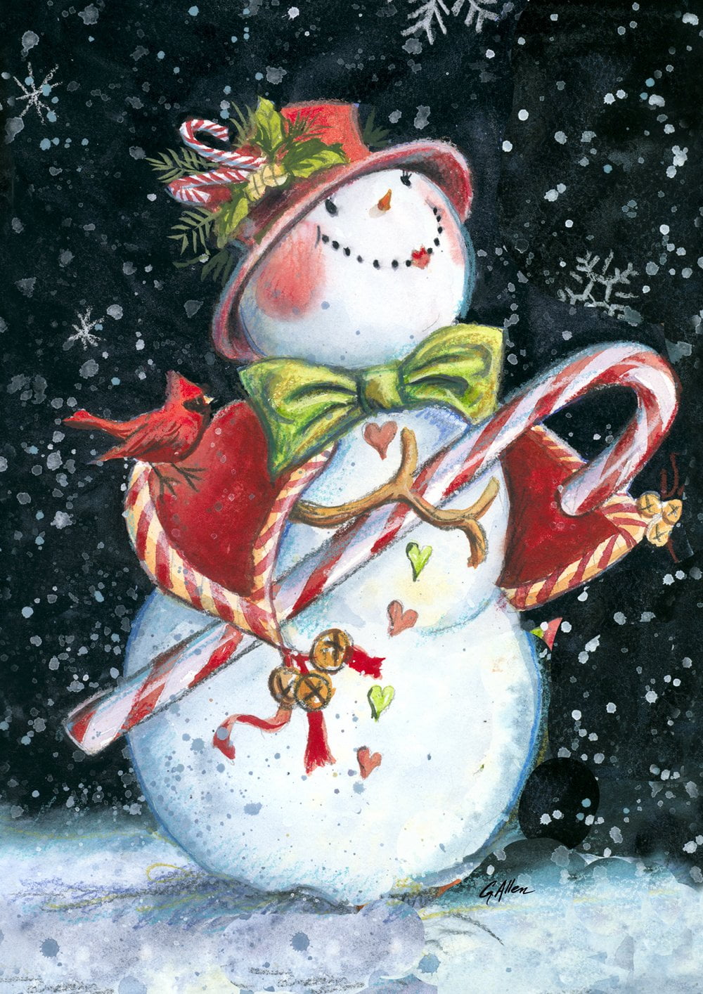 Toland Home Garden Snowcane Snowman Winter Flag Double Sided 12x18 Inch ...