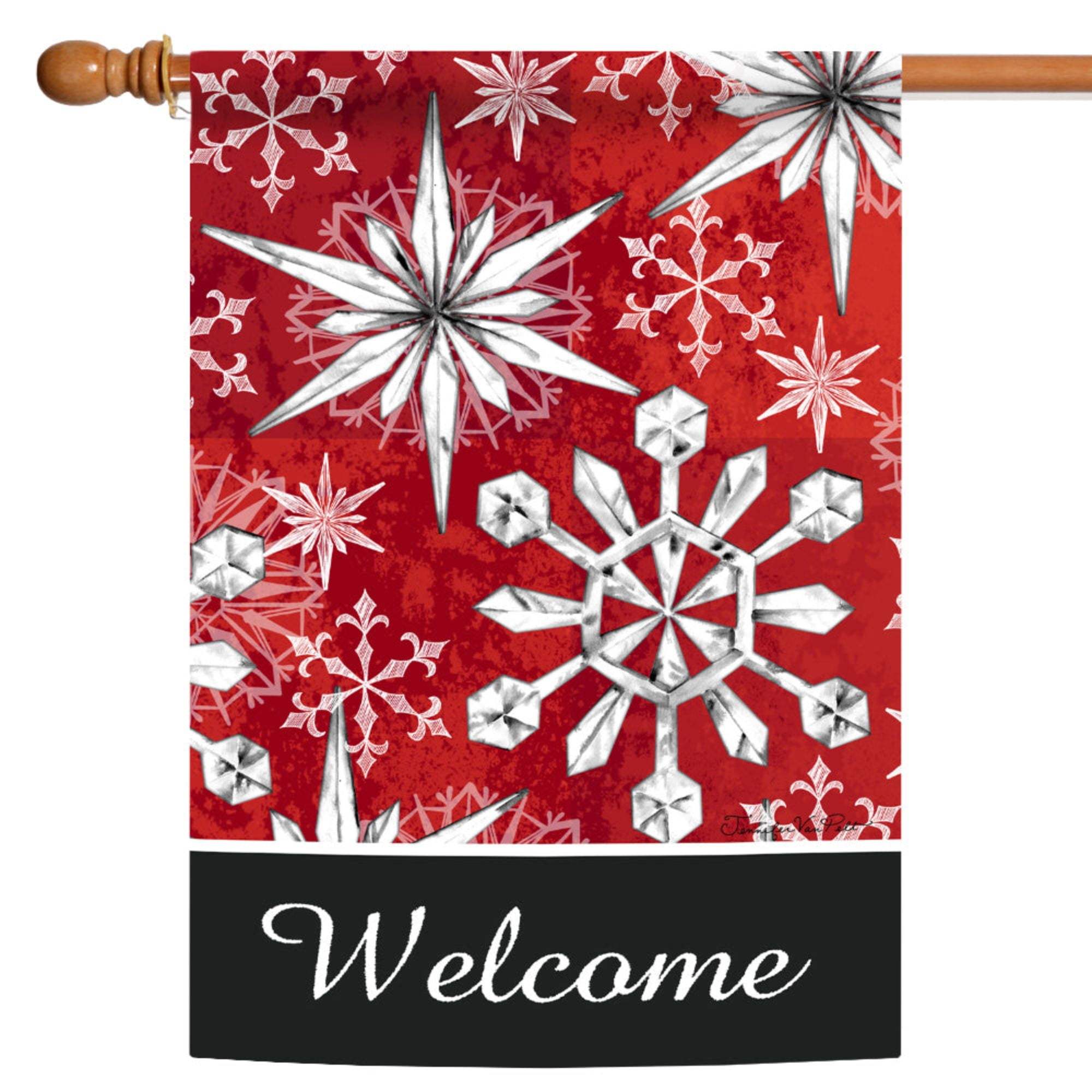 Toland Home Garden Snowflake Salutations Christmas Winter Flag Double ...