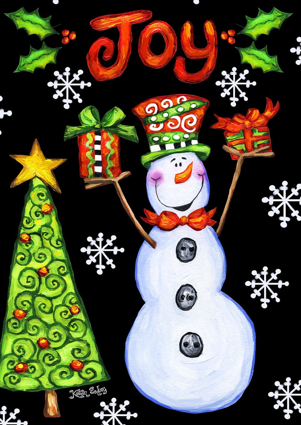 Toland Home Garden Snowman Joy Christmas Winter Flag Double Sided 28x40 ...