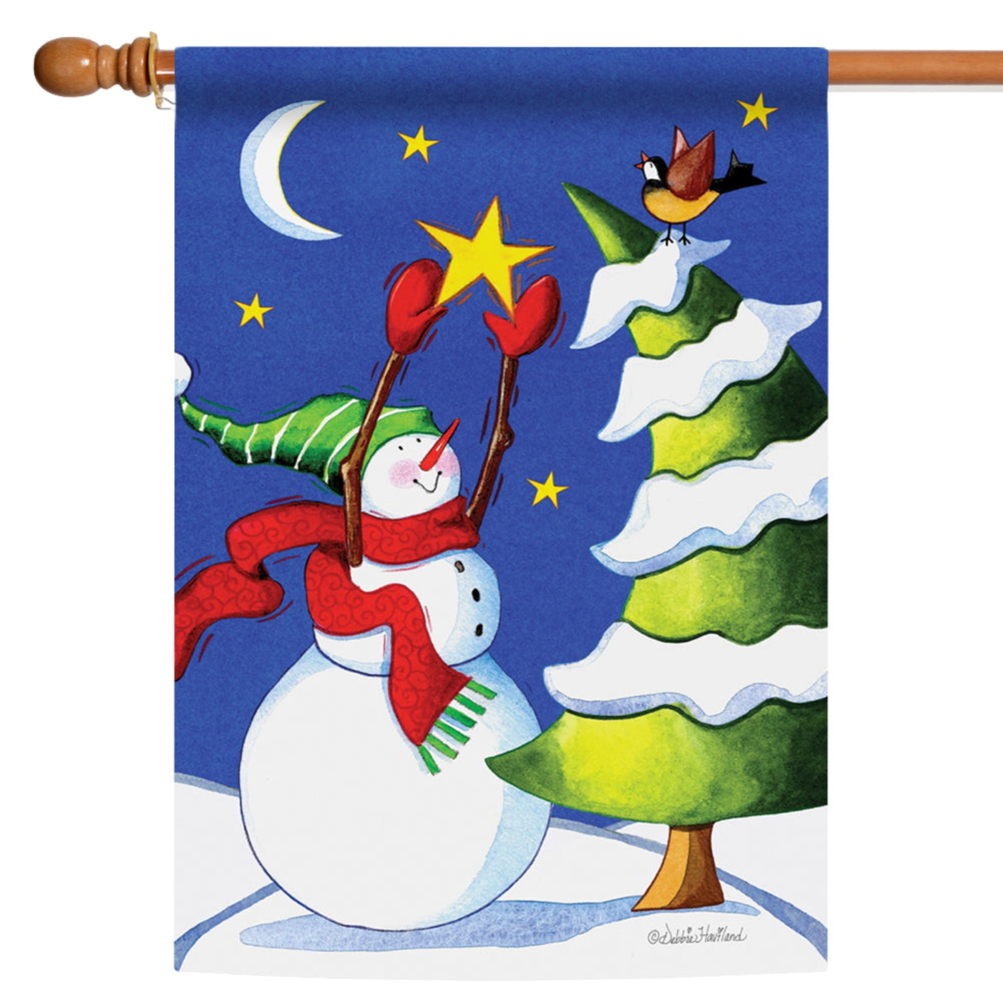 Toland Home Garden Snowman Star Winter Flag Double Sided 28x40 Inch ...